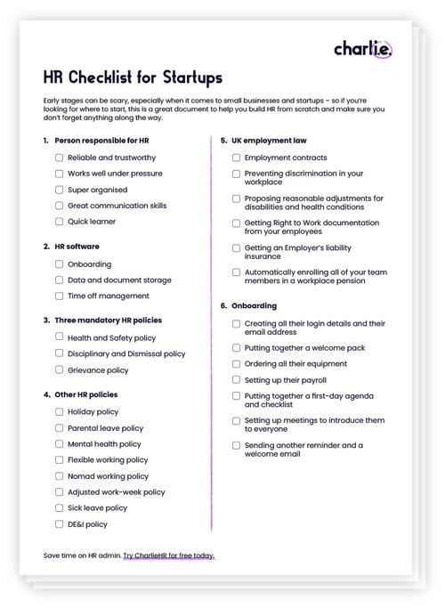 HR checklist for startups – free download
